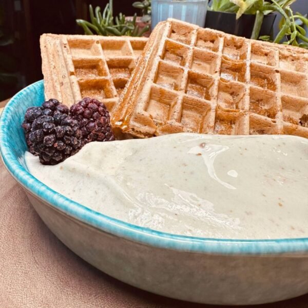 WFPB, Peanut Butter Waffles with Homemade, Easy Ice-Cream
