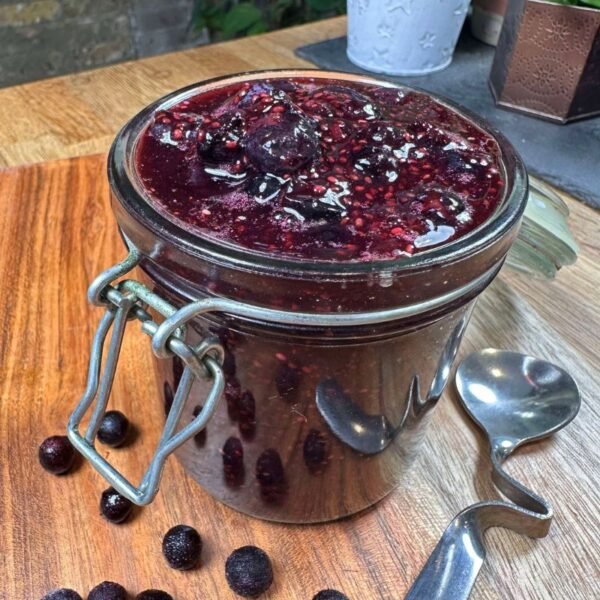 5 Minute, Spiced, Raw Berry Jam With Chia Seeds